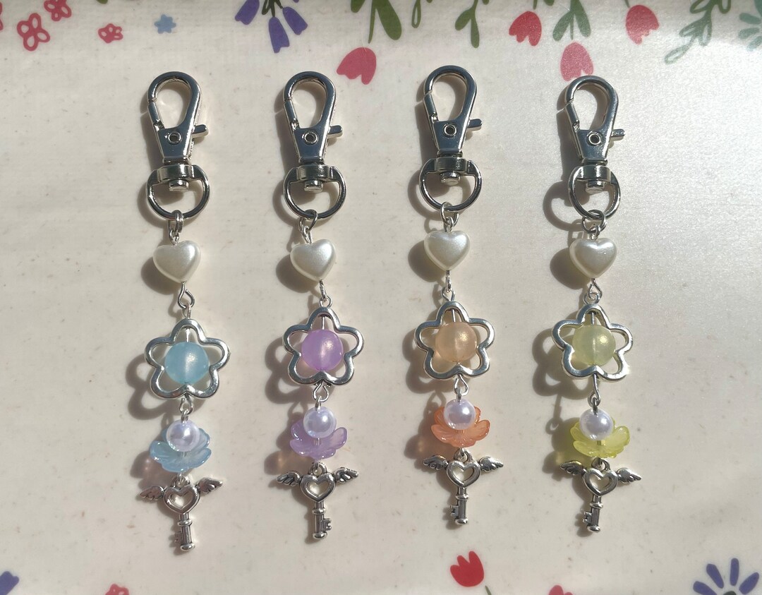 Pearly Blossom Matching Keychains | Friendship Keychains | Colorful ...