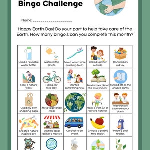 Interactive Eco-friendly Bingo Game for Kids Fun Earth Day Activity - Etsy
