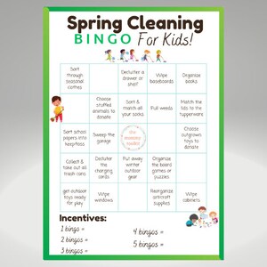 Spring Cleaning Bingo for Kids - Etsy