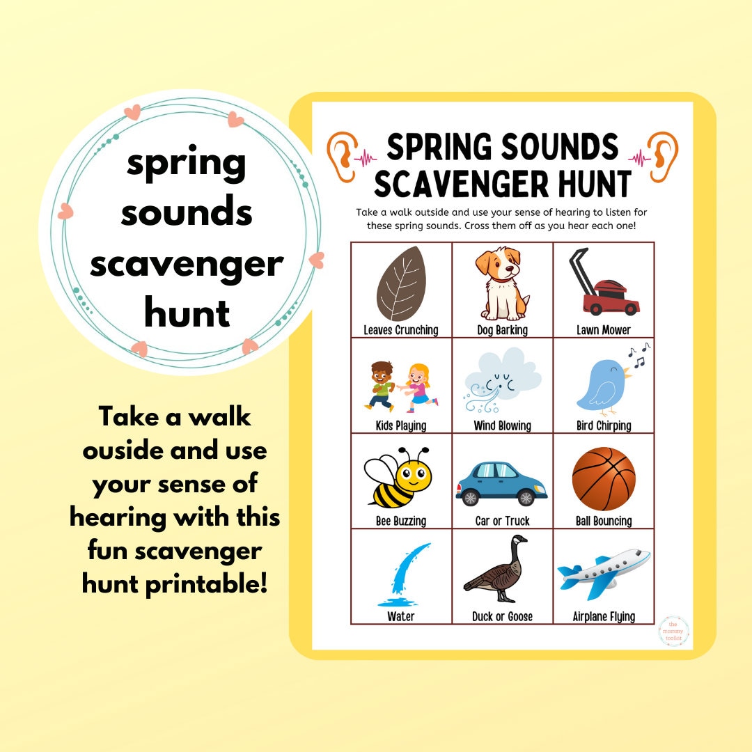 Nature Sounds Scavenger Hunt for Kids - Spring Exploration Activity ...
