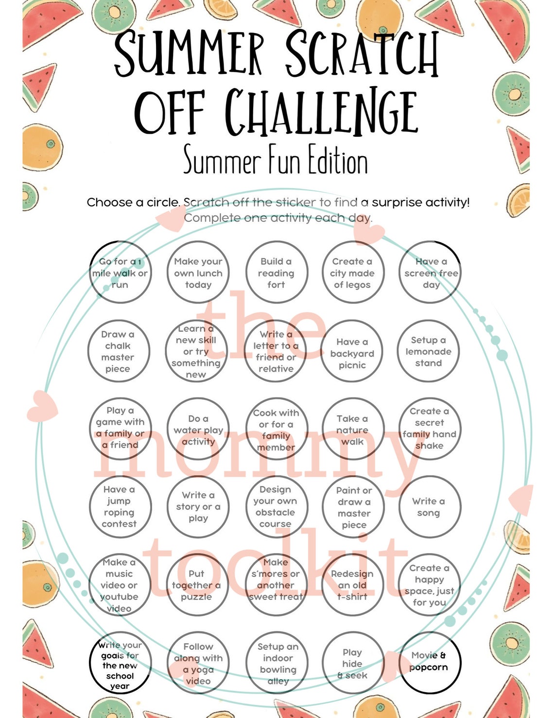 Kids Summer Scratch off Challenge BUNDLE Kids Summer Activity Challenge ...