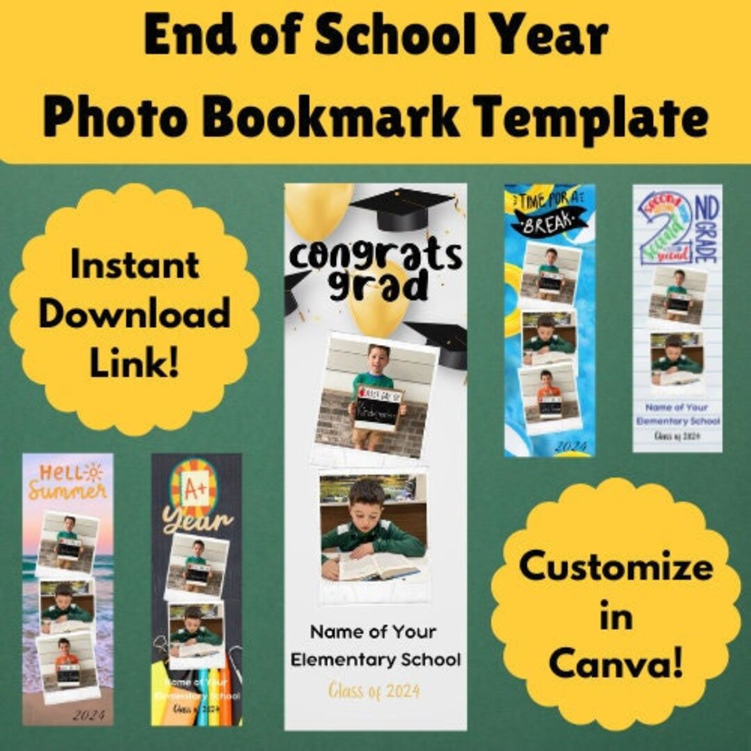 End of School Year Photo Bookmark Template Student Gift for Last Day of ...