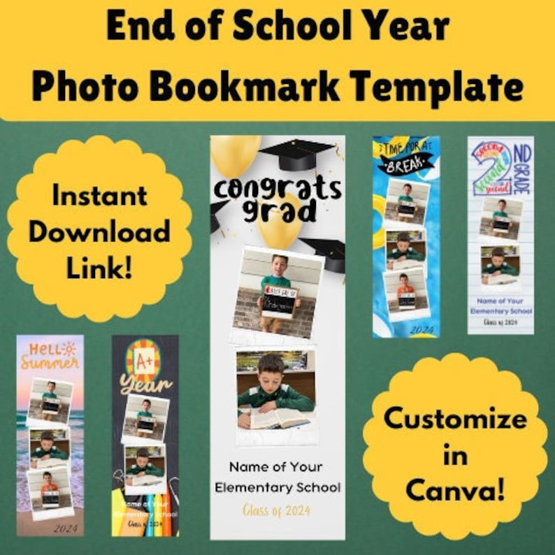 End of School Year Photo Bookmark Template Student Gift for Last Day of ...