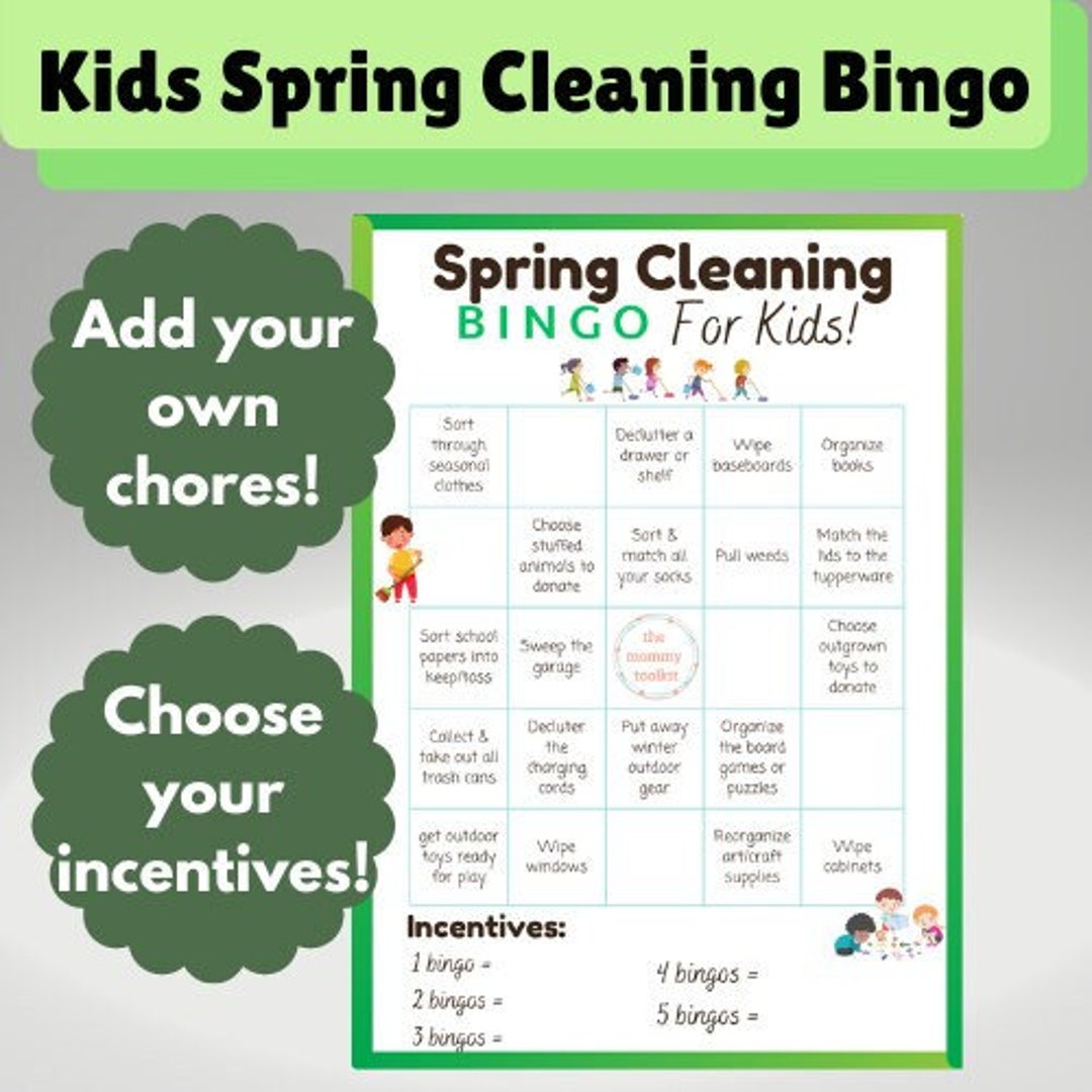 Spring Cleaning Bingo for Kids - Etsy