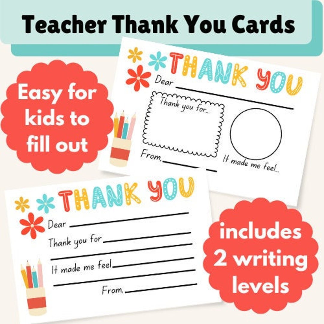 Handmade Teacher Appreciation Cards From Kids Unique Thank You Gift - Etsy