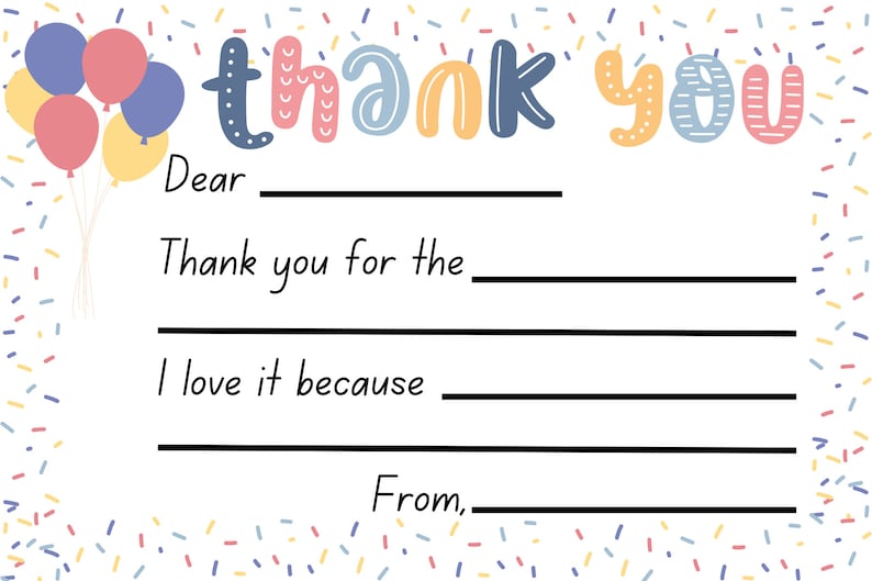 Customizable Birthday Thank You Cards Digital Printable Download - Etsy
