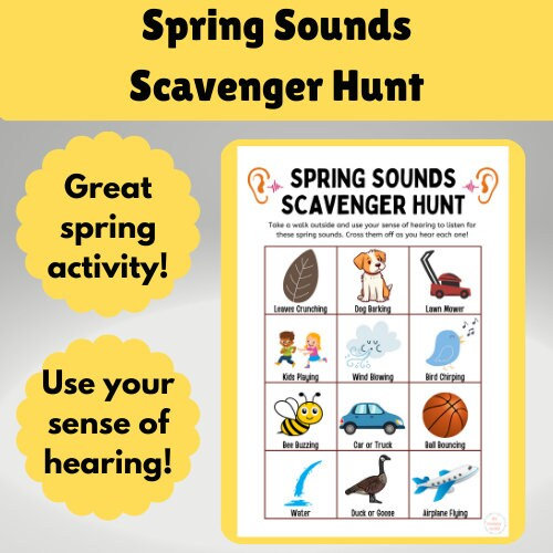 Nature Sounds Scavenger Hunt for Kids - Spring Exploration Activity ...
