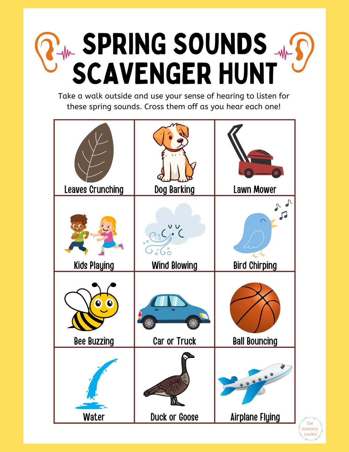 Nature Sounds Scavenger Hunt for Kids - Spring Exploration Activity ...