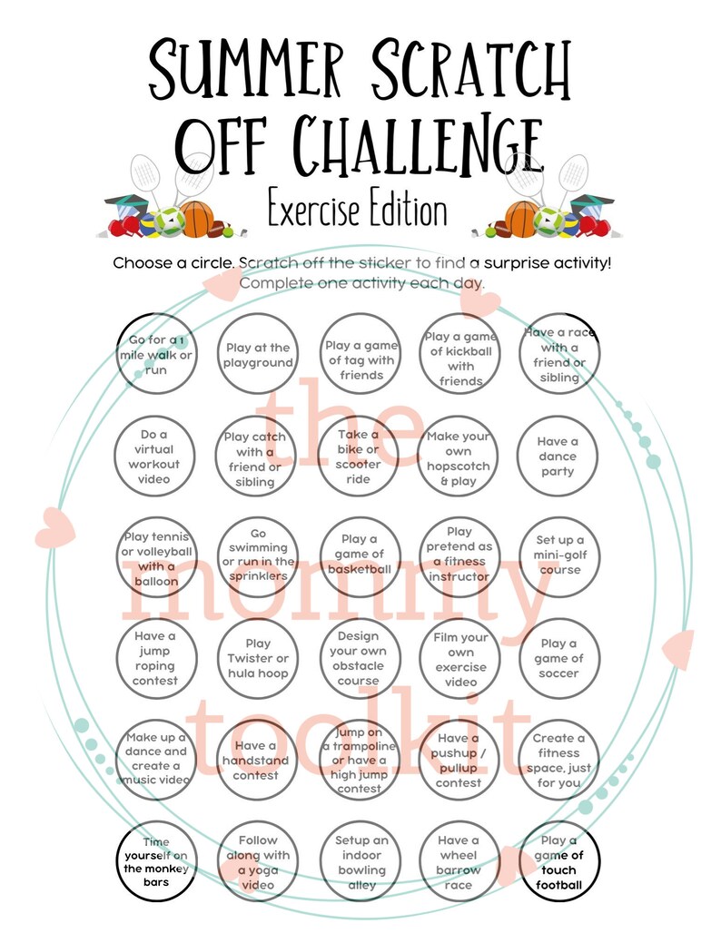 Kids Summer Scratch off Challenge BUNDLE Kids Summer Activity Challenge ...