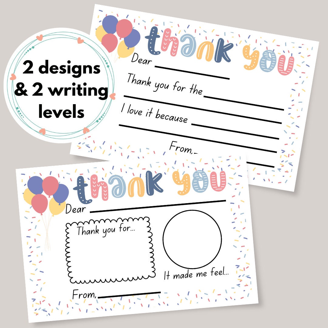Customizable Birthday Thank You Cards Digital Printable Download - Etsy