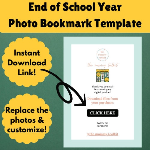 End of School Year Photo Bookmark Template Student Gift for Last Day of ...
