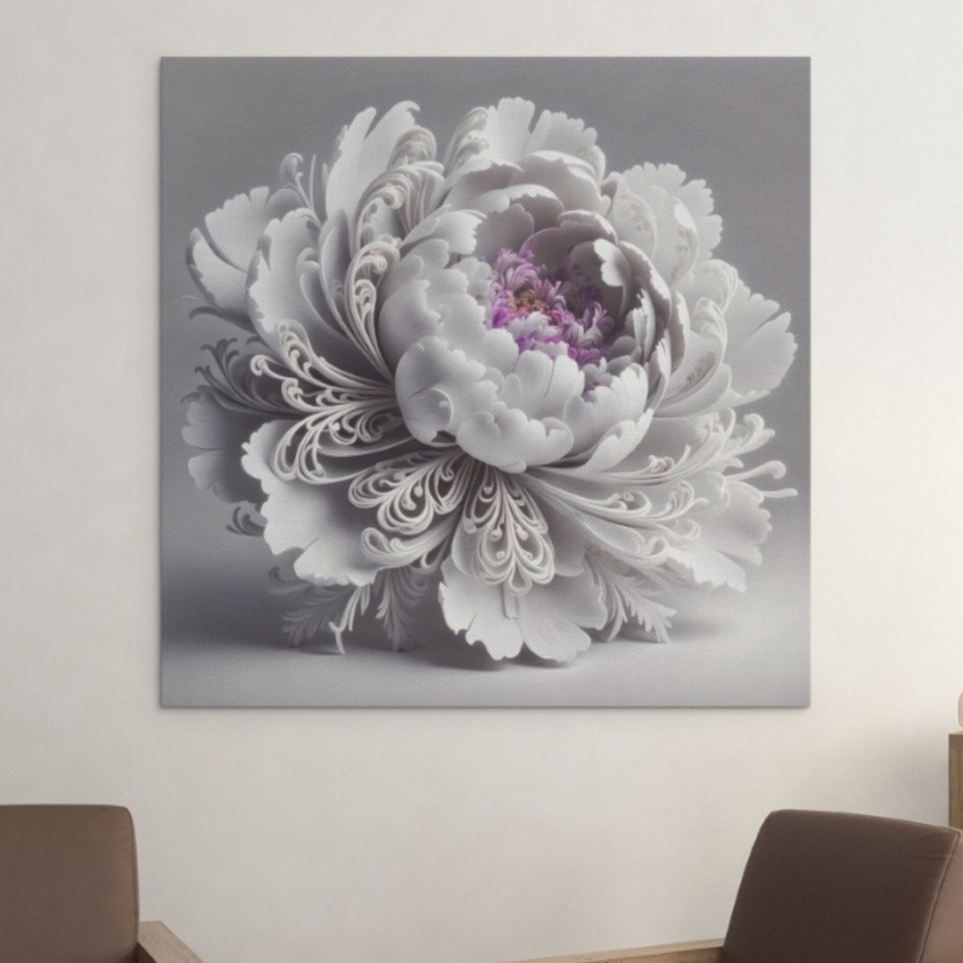 Metal White Filigree Peony Poster Wall Art Home & Decor - Etsy