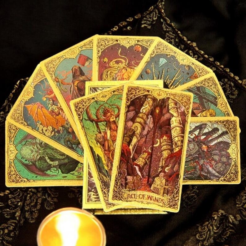 Gold Cthulhu Tarot Cards Deck: Waterproof With Guidebook & Gift Box - Etsy