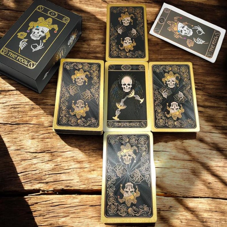 Gold Foil Skull Tarot Deck, 78 Waterproof Tarot Card Deck, Tarot Cards ...