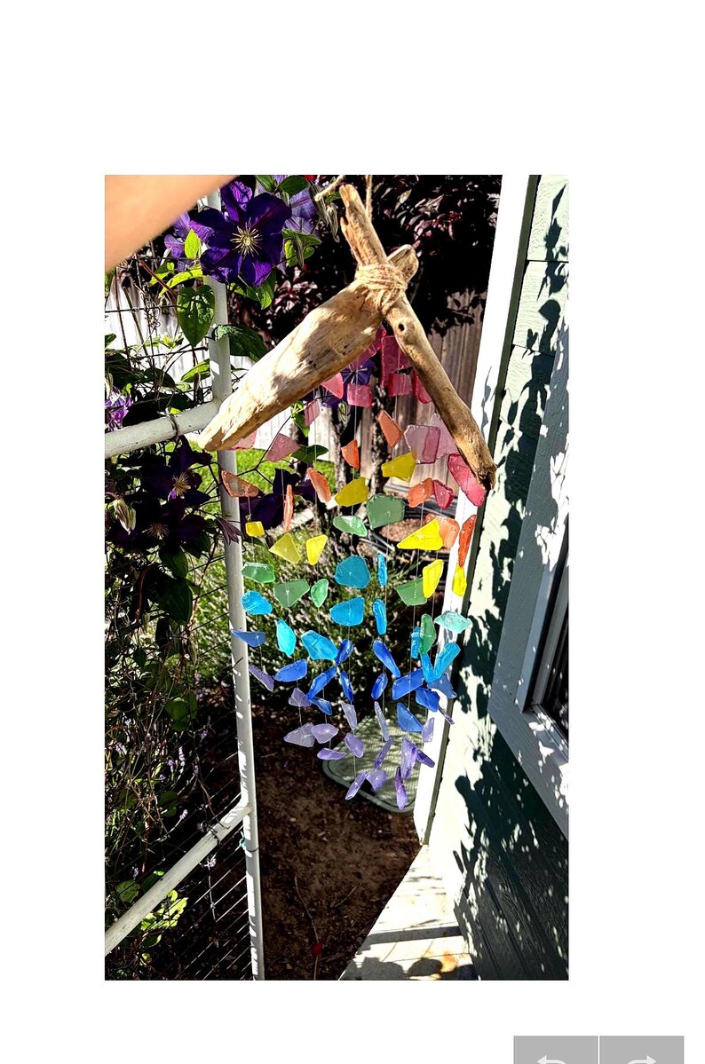Rainbow Colored Sea Glass Wind Chime With Real Driftwood #1 - Etsy