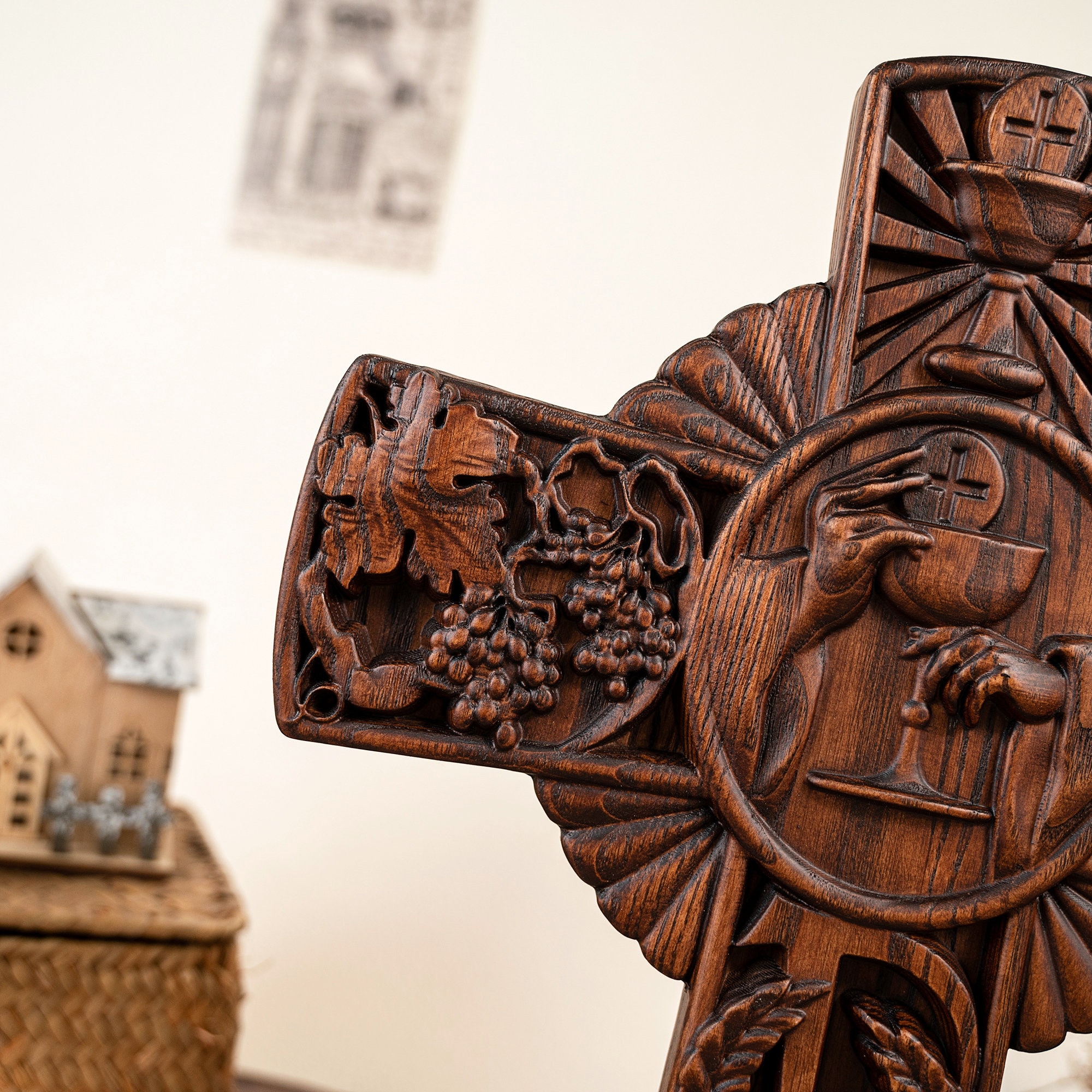 Holy Grail Wooden Cross Christian Wall Art Hang Christ Jesus Eucharist ...