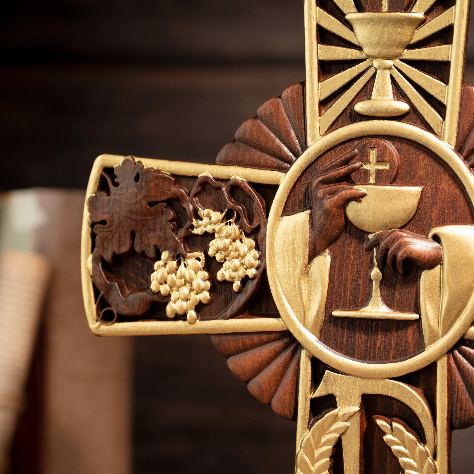 Holy Grail Wooden Cross Christian Wall Art Hang Christ Jesus Eucharist ...