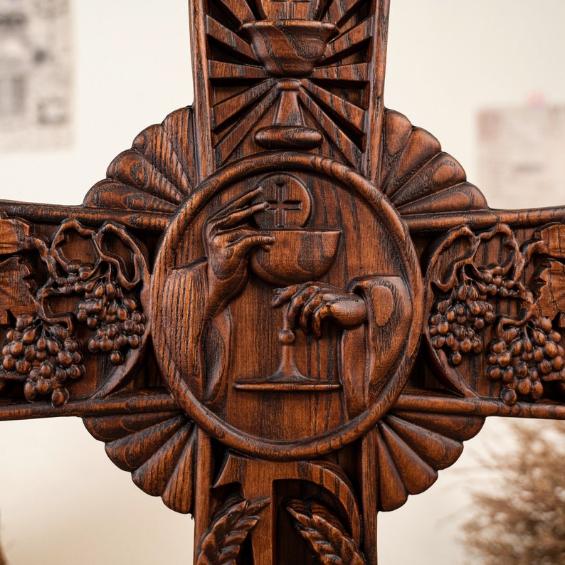 Holy Grail Wooden Cross Christian Wall Art Hang Christ Jesus Eucharist ...