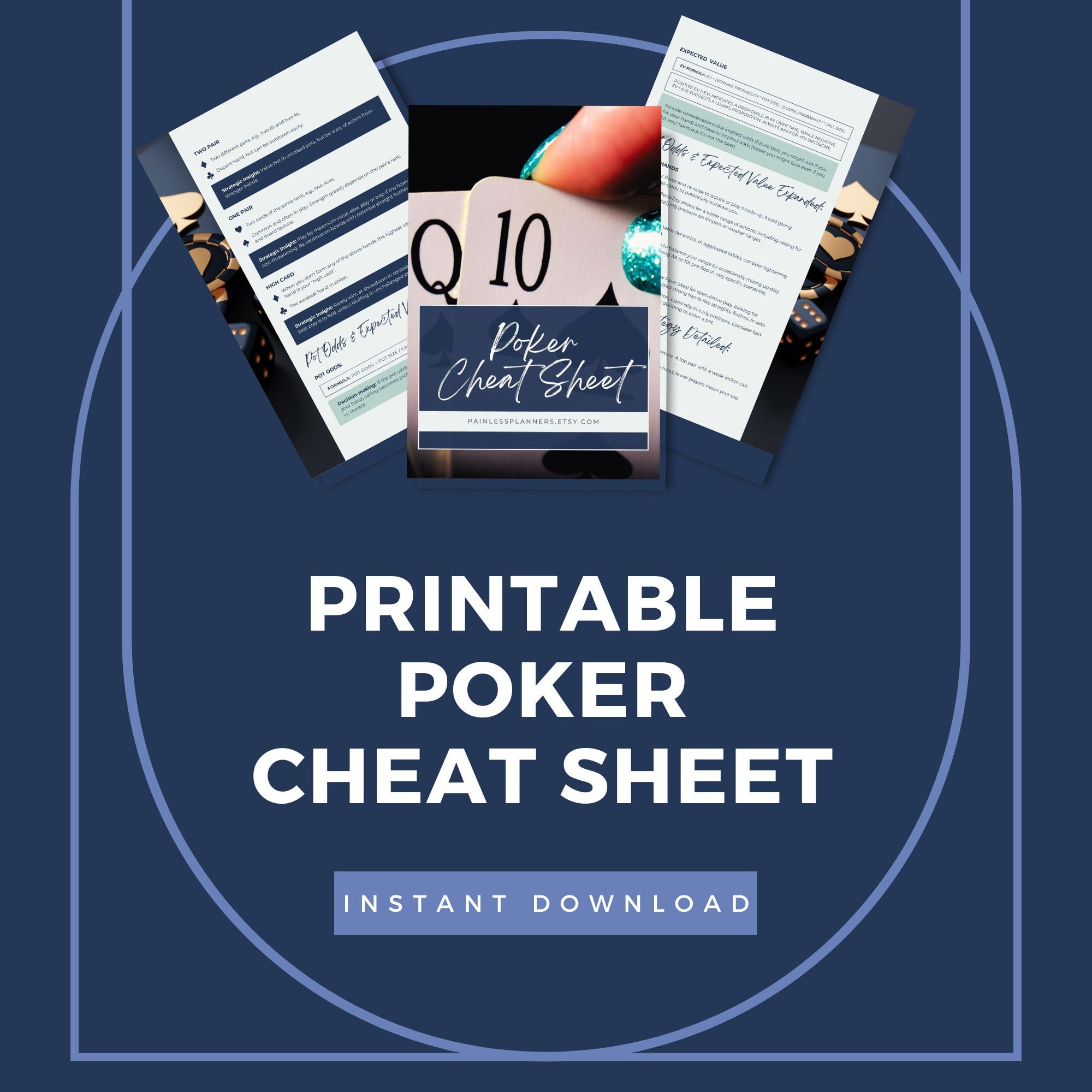 Poker Cheat Sheet, Printable Strategy & Reference Guide for Casino Game ...