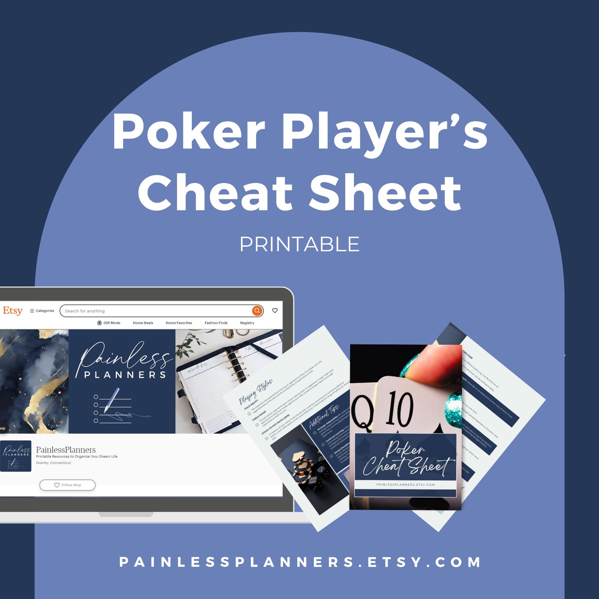 Poker Cheat Sheet, Printable Strategy & Reference Guide for Casino Game ...