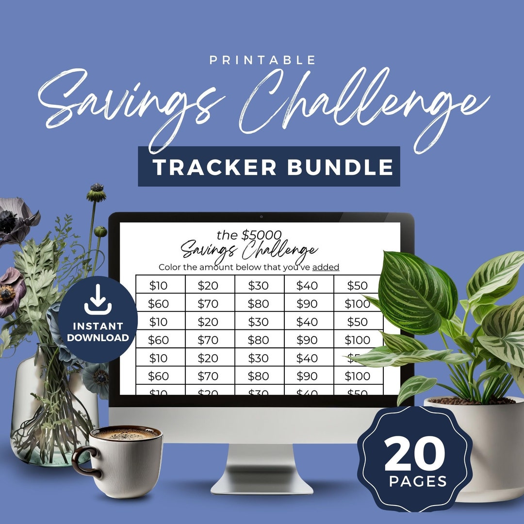 Savings Challenge Printable Tracker Bundle, Money Saving, Cash Savings ...
