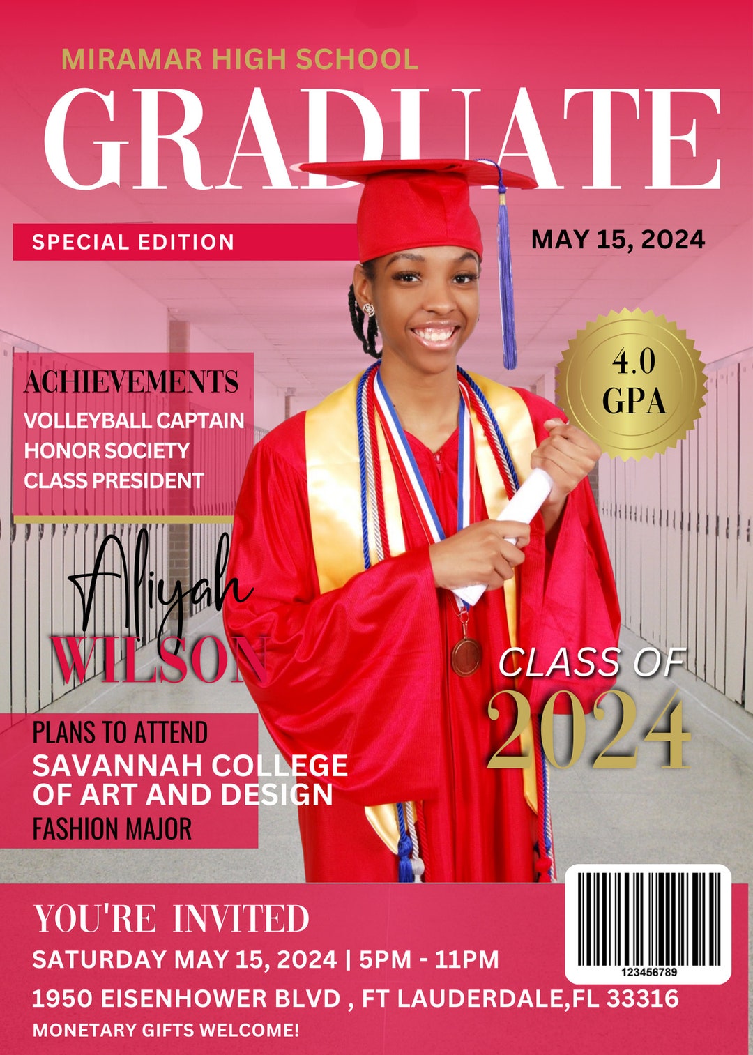 Editable Graduation Magazine Cover - Etsy