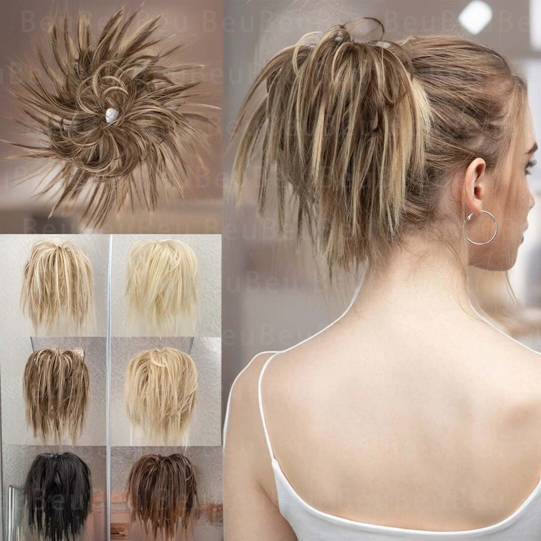 Elegant Curly Messy Hair Bun, Fake Hair Extension, Clip-on Hair Bun ...