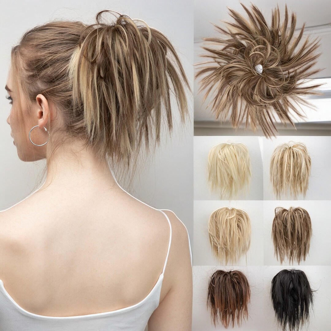 Elegant Curly Messy Hair Bun, Fake Hair Extension, Clip-on Hair Bun ...