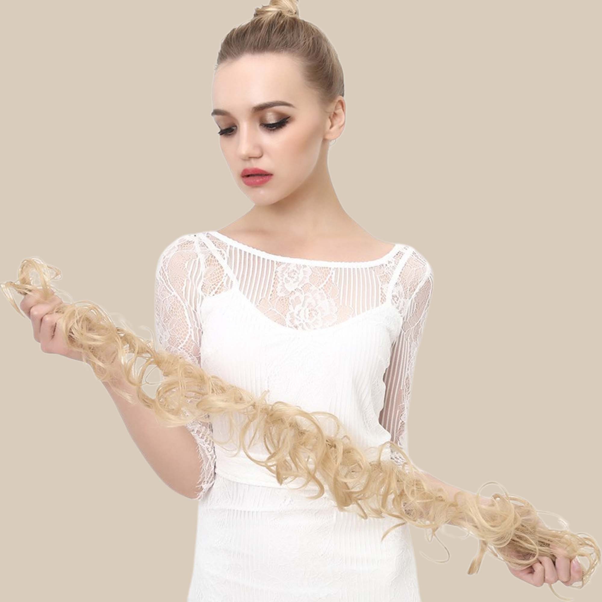 Fluffy Curly Hair Buns, Messy Hair Bun Extension, Bridals Hair Buns ...
