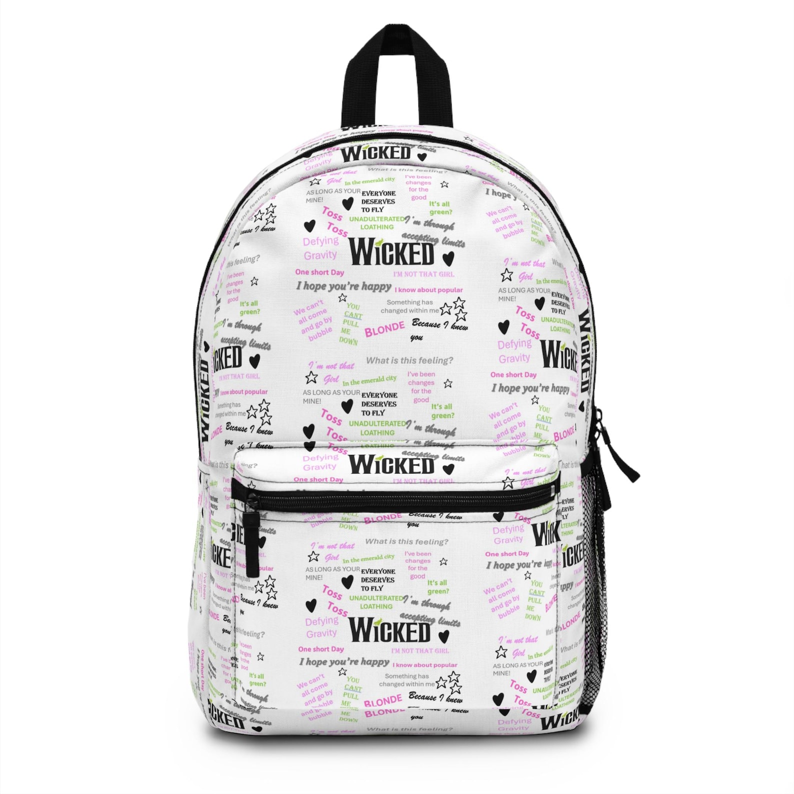 Wicked the Musical Inspired Sayings Pink Backpack Broadwaybackpack ...