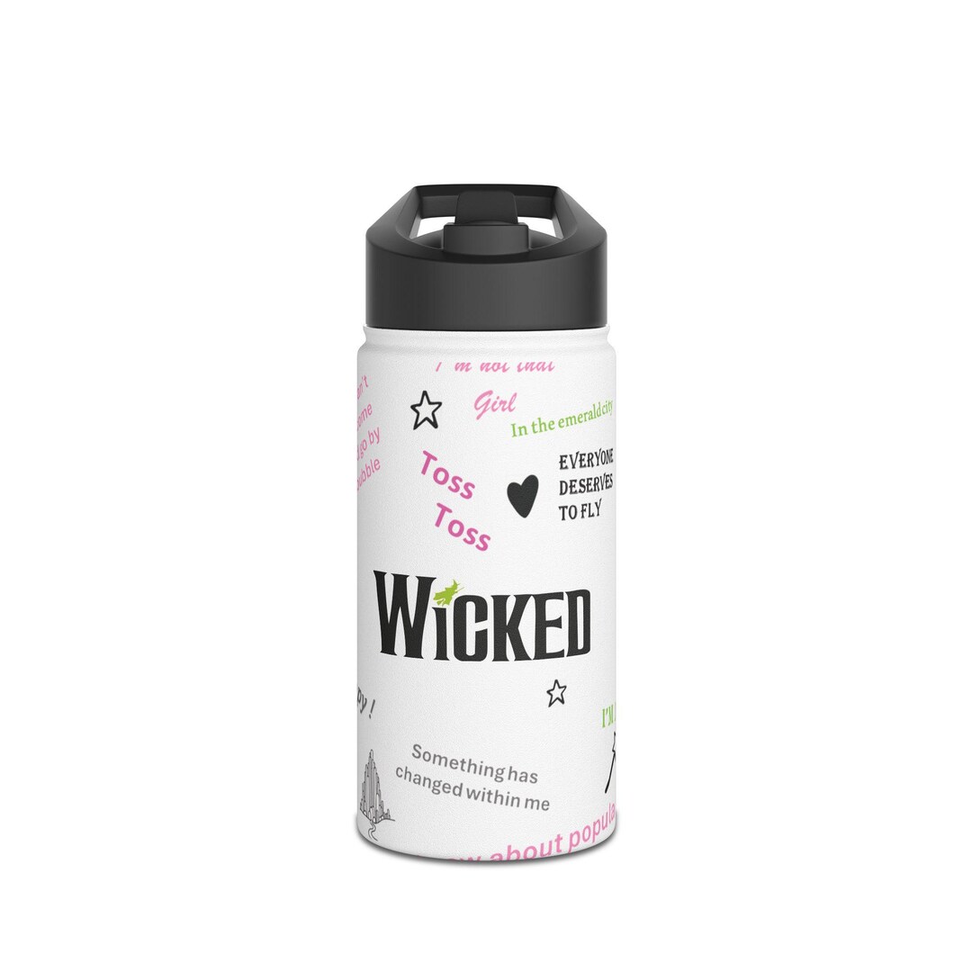 Wicked Drink Bottle - Pink Sayings From Wicked Musical Hit Stainless ...