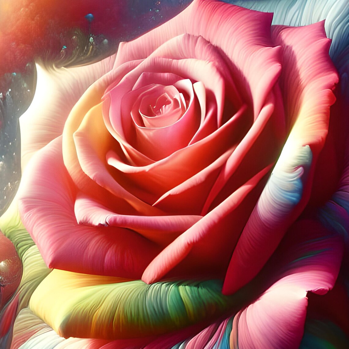 Printed Art Image of Surreal Rose With Butterflies - Etsy