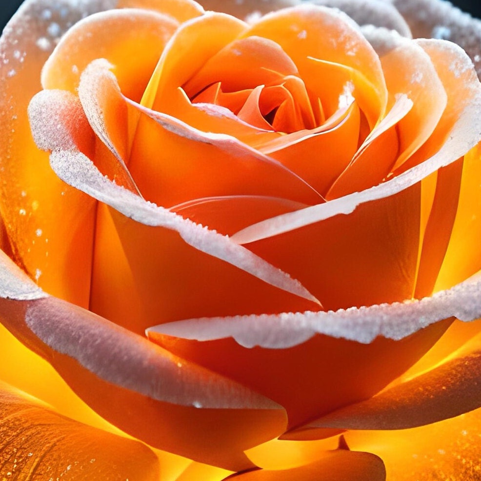 Printed Art Image of Rose of Orange and Frost - Etsy