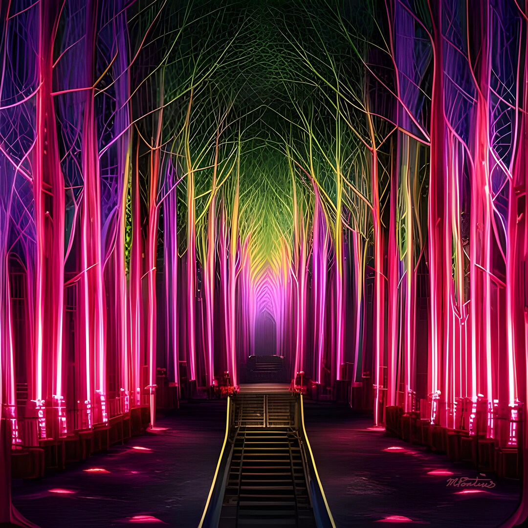 Printed Art Image of Neon Forest - Etsy