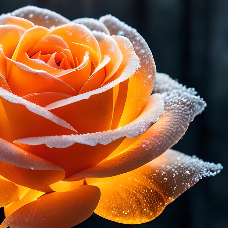 Printed Art Image of Rose of Orange and Frost - Etsy