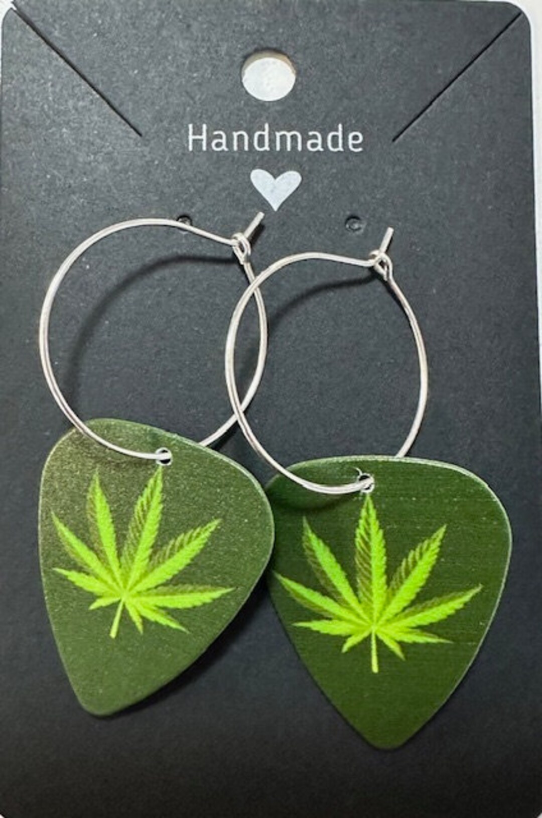 Marijuana Leaf Guitar Pick Hoop Earrings - Etsy