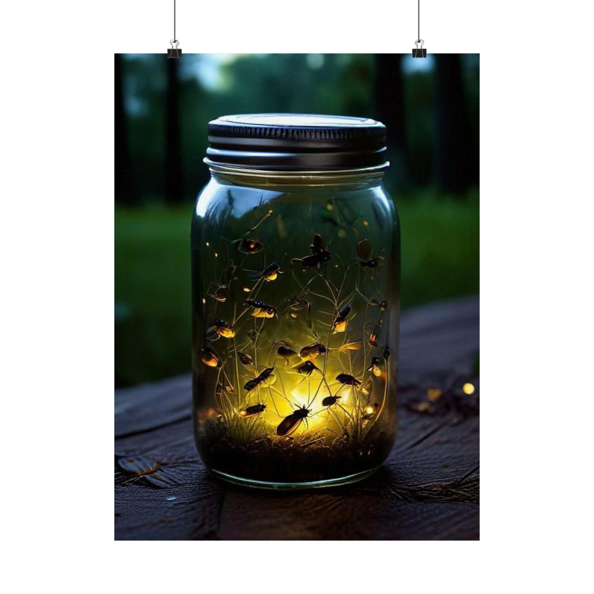 Enchanted Firefly Nights Poster, Rustic Mason Jar Wall Art, Magical ...
