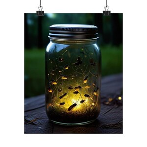 Enchanted Firefly Nights Poster, Rustic Mason Jar Wall Art, Magical ...
