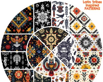 Latin American Tribe Inspired Patterns 20 OPTIONS Seamless Geometric ...