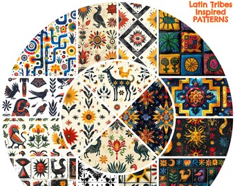 Latin American Tribe Inspired Patterns 20 OPTIONS Seamless Geometric ...