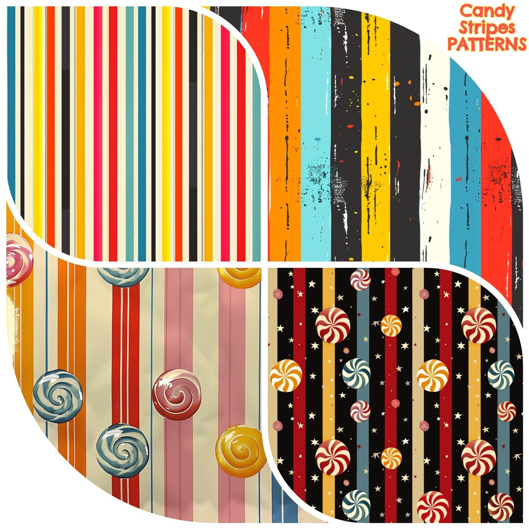 Candy Stripes Pattern 20 OPTIONS Seamless Colorful Stripes Art ...