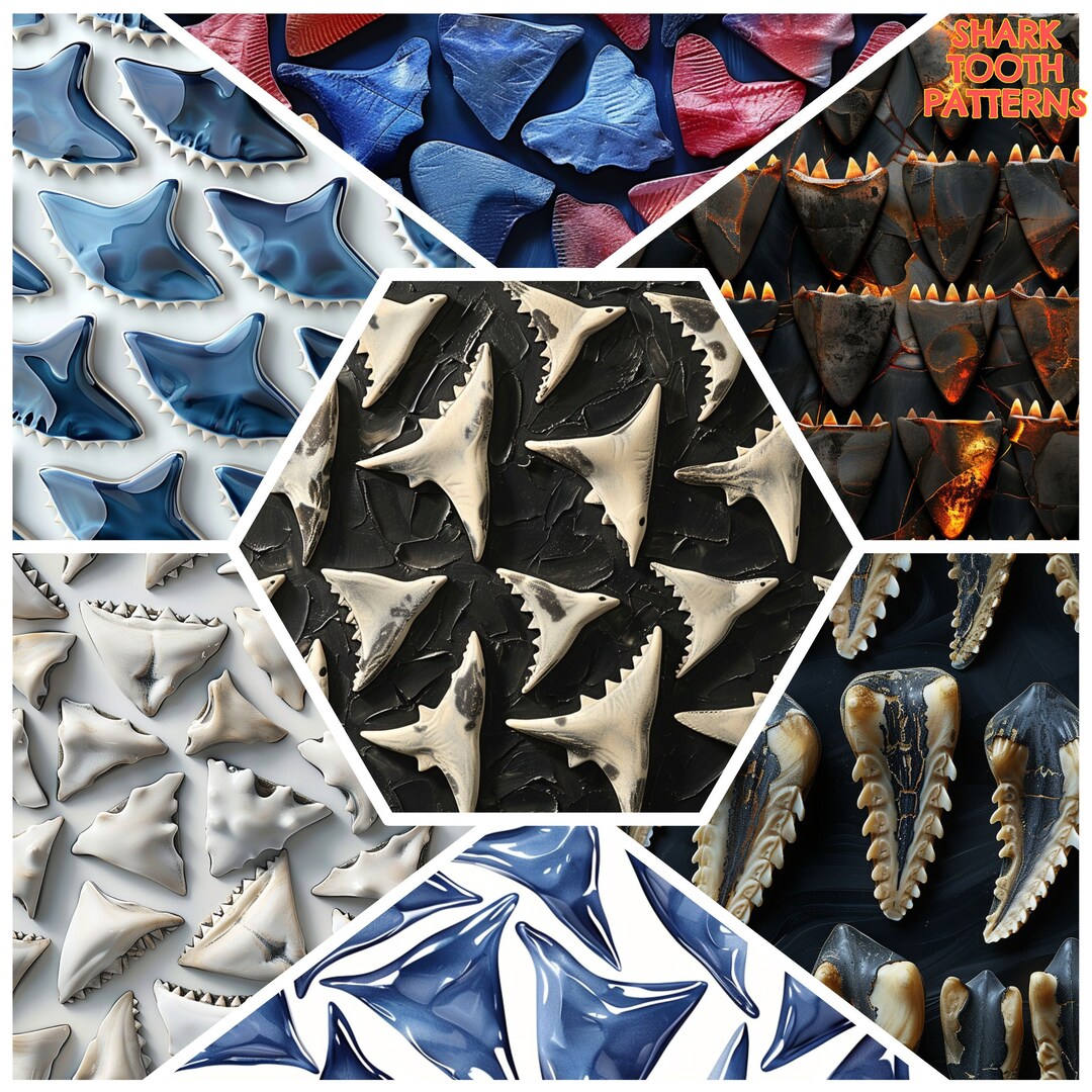 Shark Tooth Pattern 76 OPTIONS Seamless Ocean Texture Shark ...