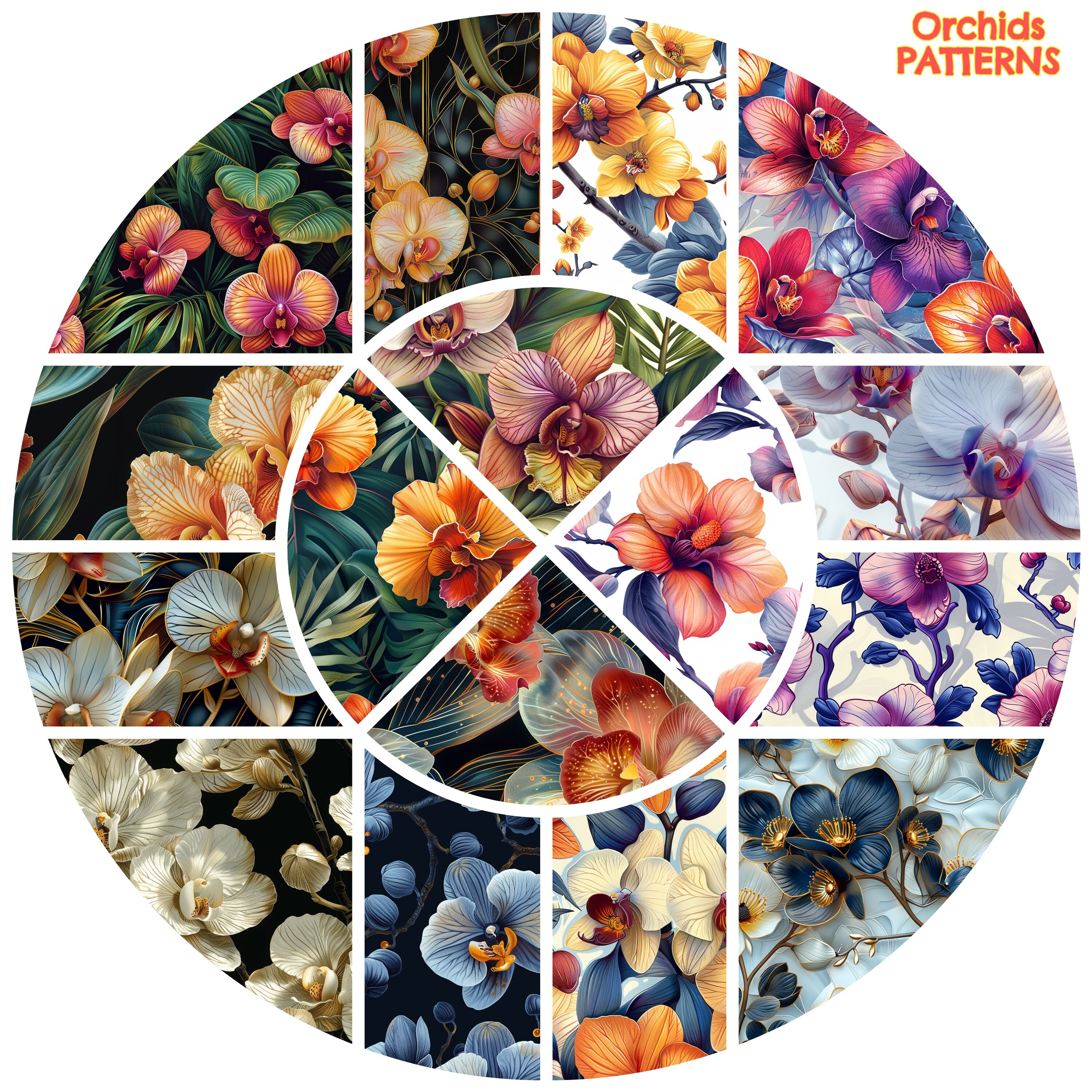 Orchids Pattern 118 OPTIONS Seamless Orchid Art Blossom Design Nature ...