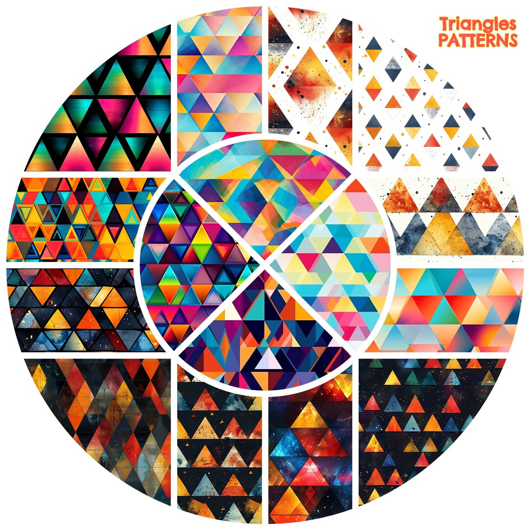 Triangles Pattern 20 OPTIONS Seamless Geometric Pattern Triangles Art ...