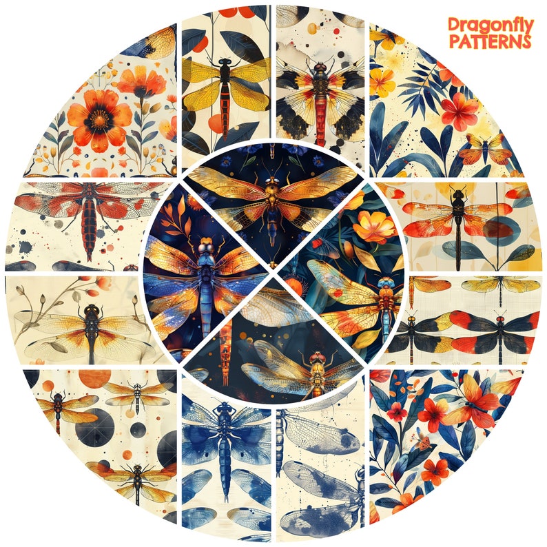 Dragonfly Pattern 20 OPTIONS Seamless Insects Art Insects Design ...