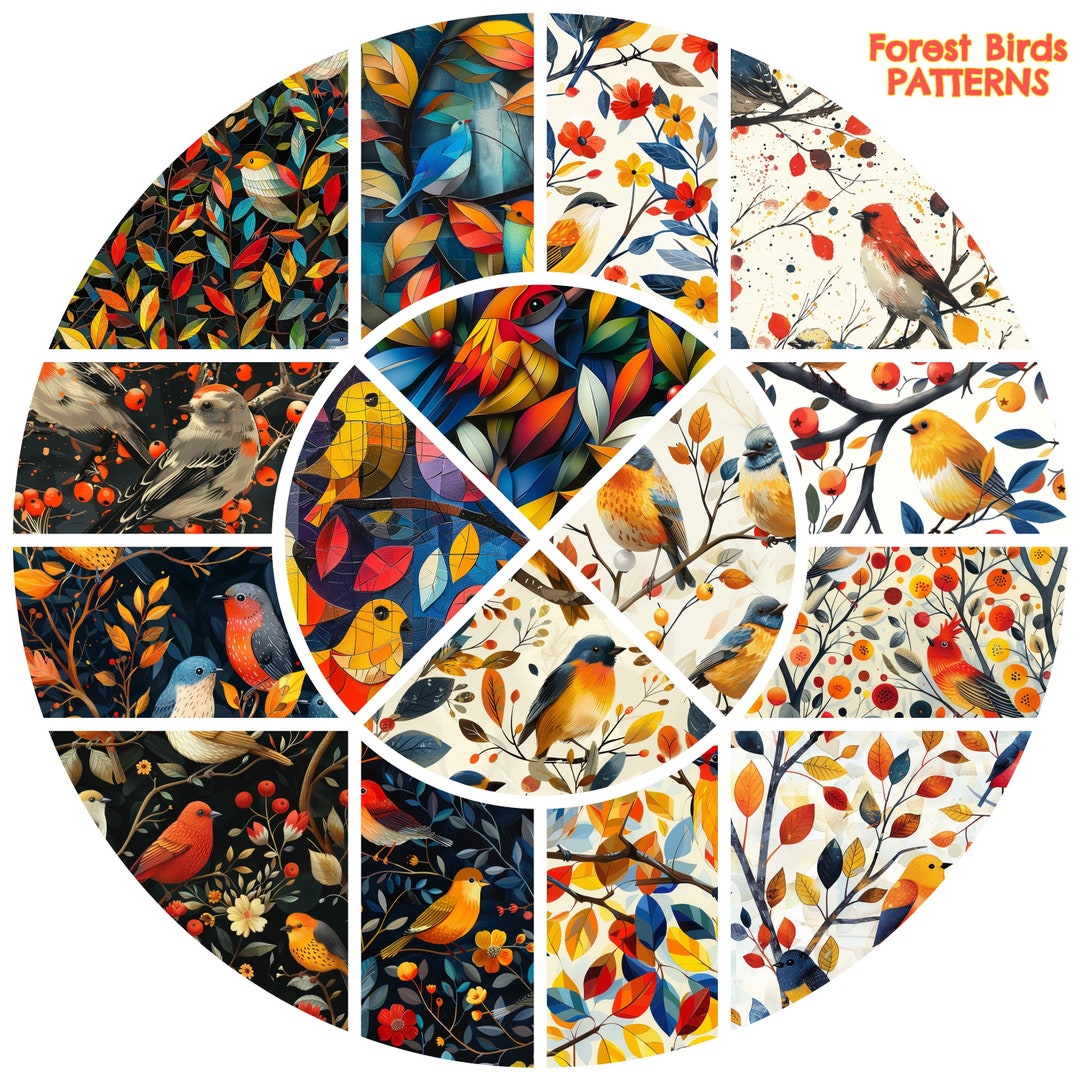 Forest Birds Pattern 20 OPTIONS Seamless Birds Art Avian Design Bird ...