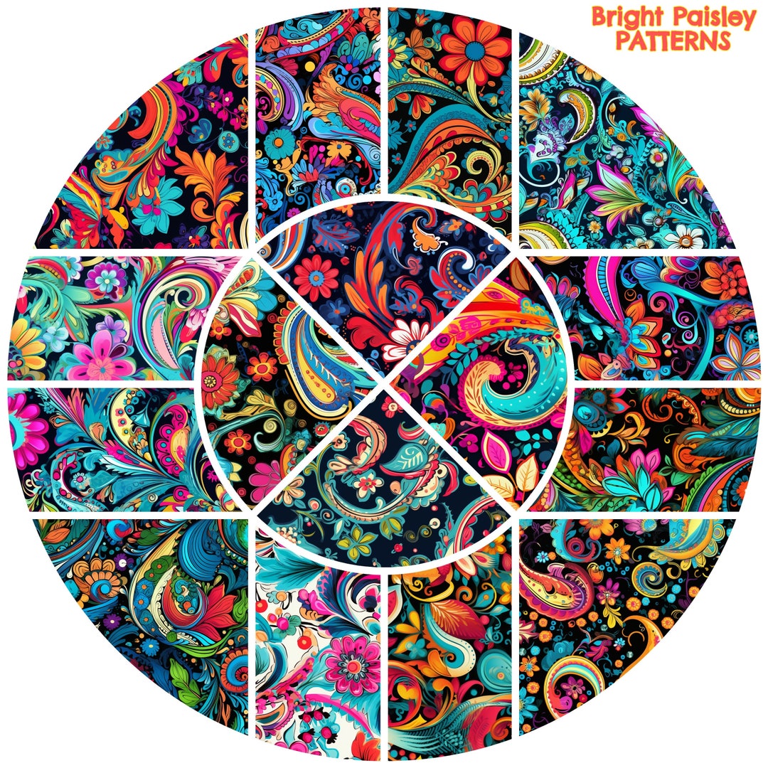 Bright Paisley Pattern 20 OPTIONS Seamless Geometric Art Ornament ...