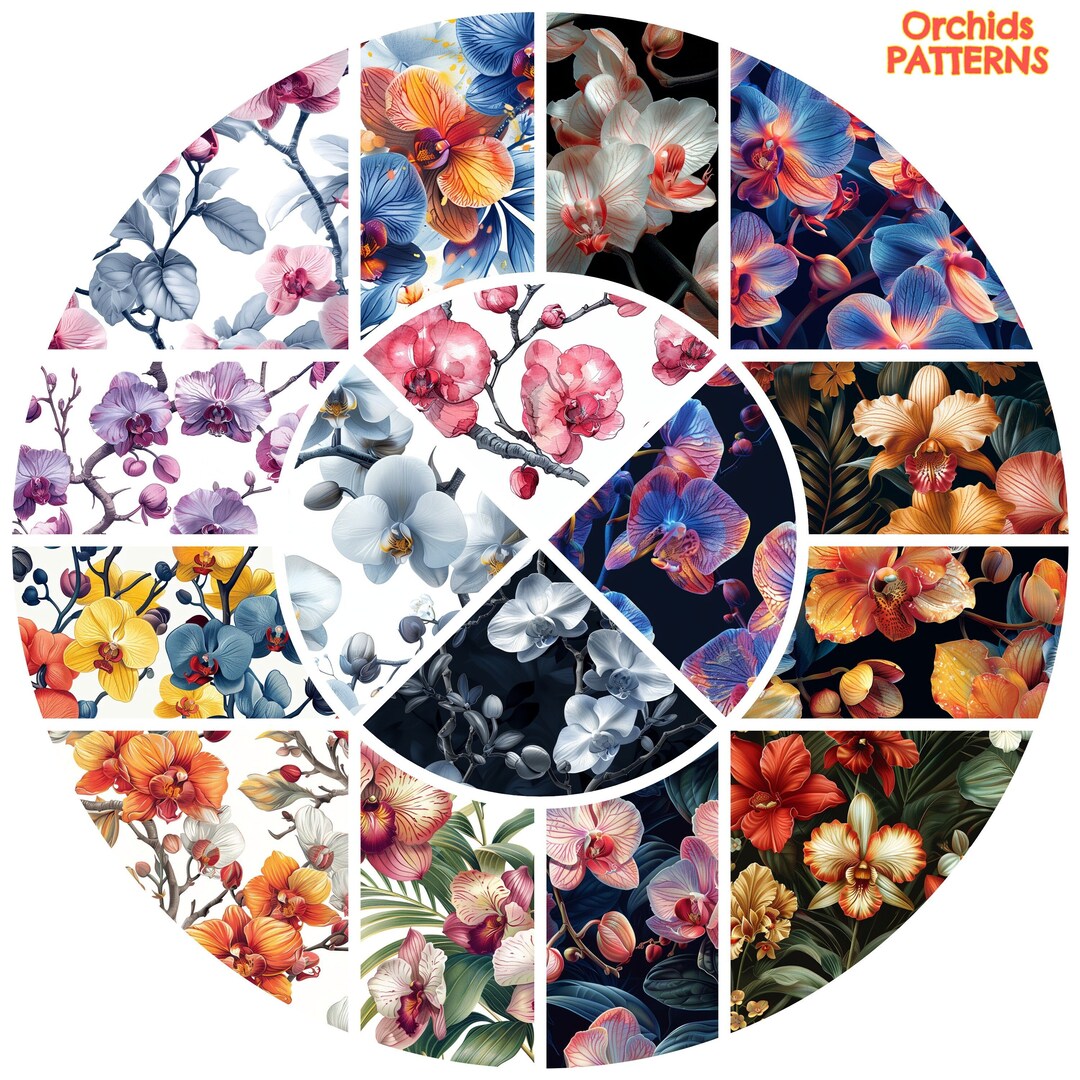 Orchids Pattern 118 OPTIONS Seamless Orchid Art Blossom Design Nature ...