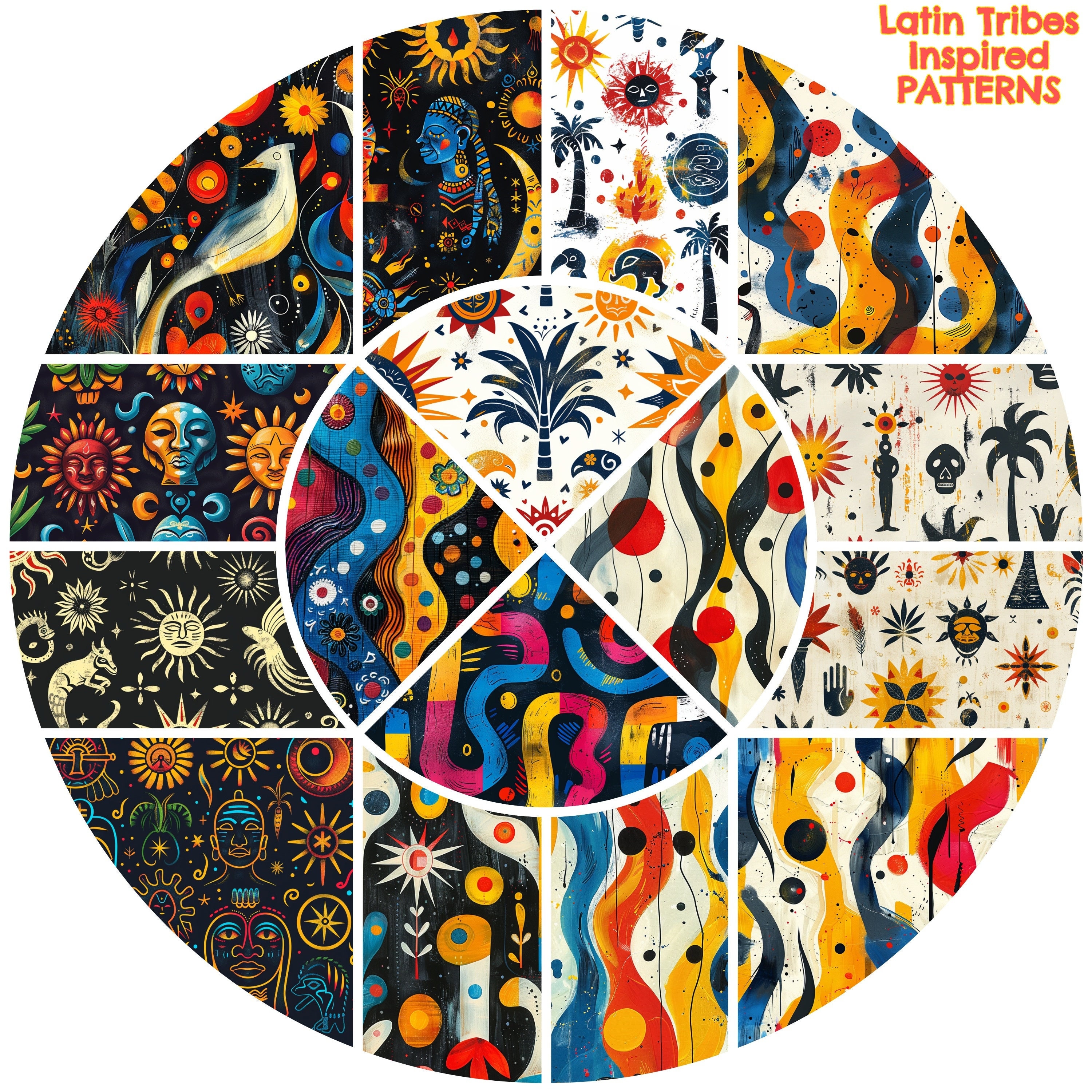 Latin American Tribe Inspired Patterns 16 OPTIONS Seamless Geometric ...