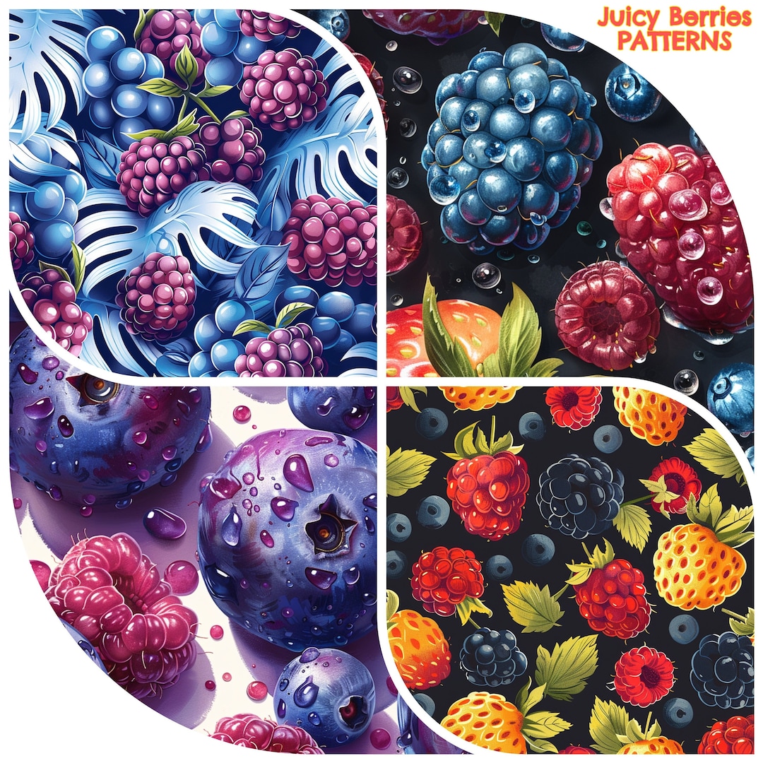 Juicy Berries Pattern 28 OPTIONS Seamless Berries Design Berry ...